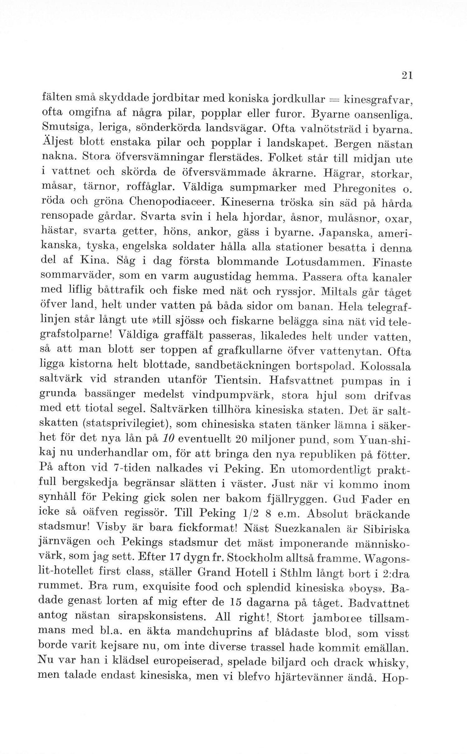 21 (Resa till Kina år 1912. Dagboksanteckningar m.m.)