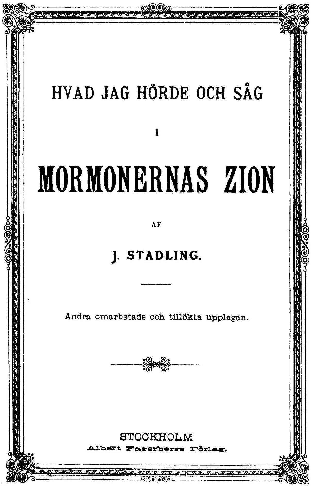 Hvad jag hörde och såg i mormonernas Zion